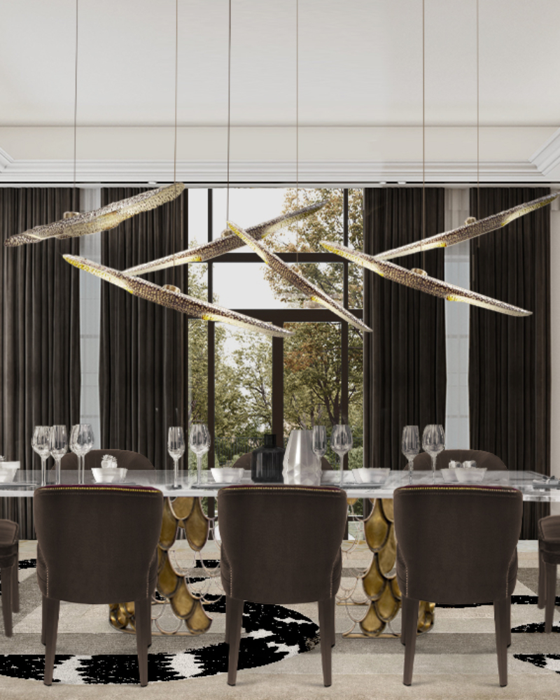 Contemporary Dining Room with Brown Velvet Dining Chairs - Room by Room